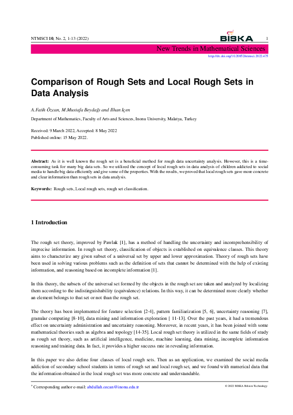 (PDF) Comparison of Rough Sets and Local Rough Sets in Data Analysis ...