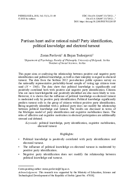 (PDF) Partisan heart and/or rational mind? Party identification ...