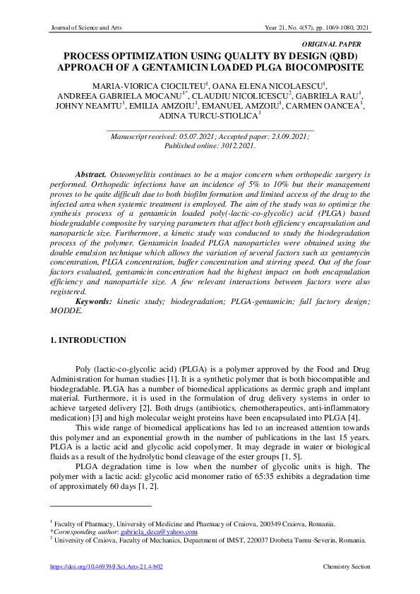 (PDF) Process Optimization Using Quality by Design (QBD) Approach of a Gentamicin Loaded Plga ...