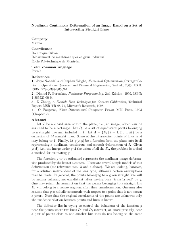 (PDF) Nonlinear Continuous Deformation of an Image Based on a Set of Intersecting Straight Lines