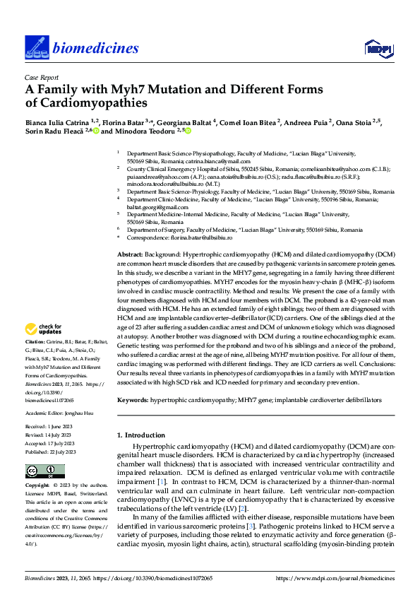 (PDF) A Family with Myh7 Mutation and Different Forms of Cardiomyopathies