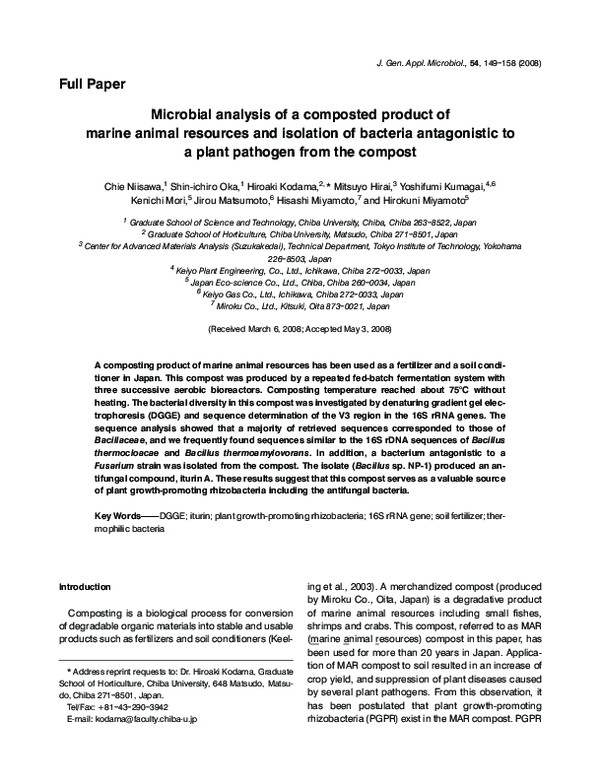 (PDF) Microbial analysis of a composted product of marine animal ...