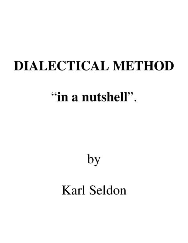 Pdf Dialectical Method In A Nutshell