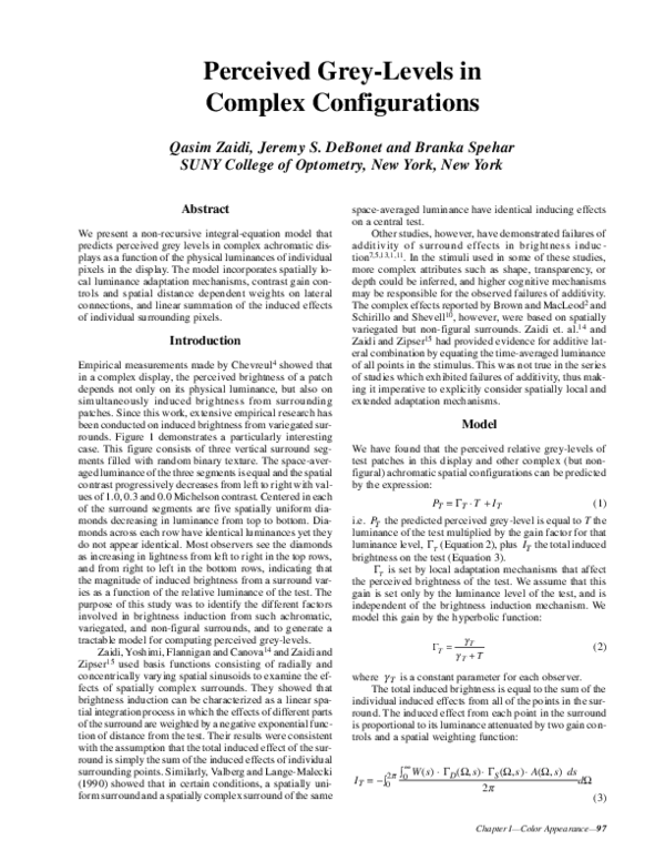 (PDF) Perceived Grey-Levels in Complex Configurations