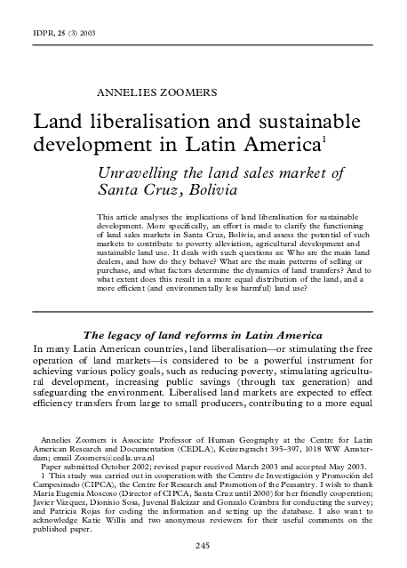 (PDF) Land liberalisation and sustainable development in Latin America ...