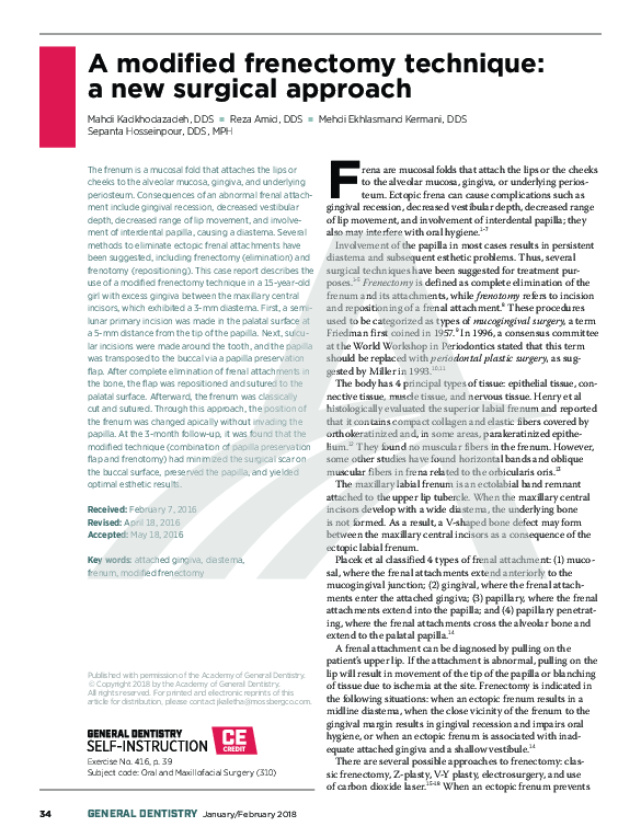 (PDF) A modified frenectomy technique: a new surgical approach