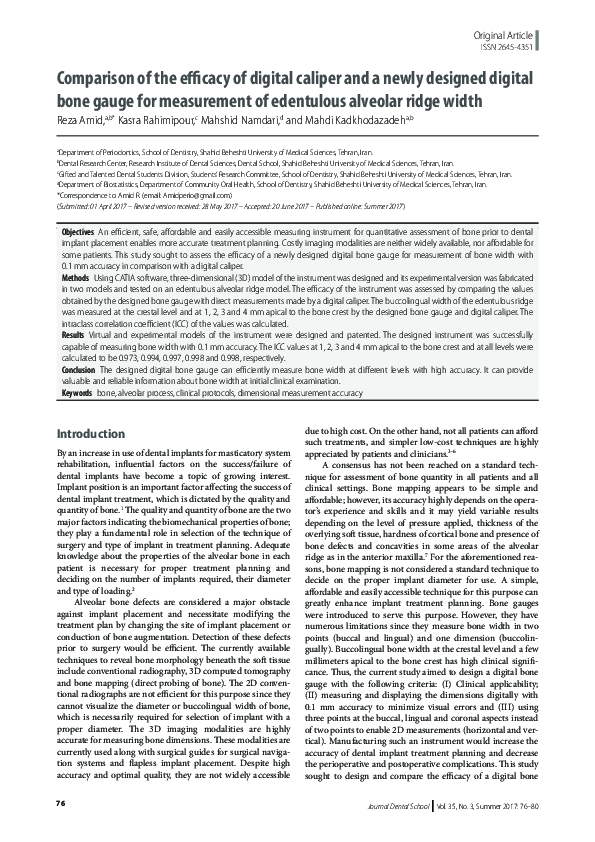 (PDF) Comparison of the Efficacy of Digital Caliper and a Newly ...