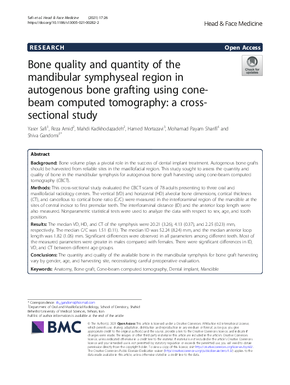 (PDF) Bone quality and quantity of the mandibular symphyseal region in ...