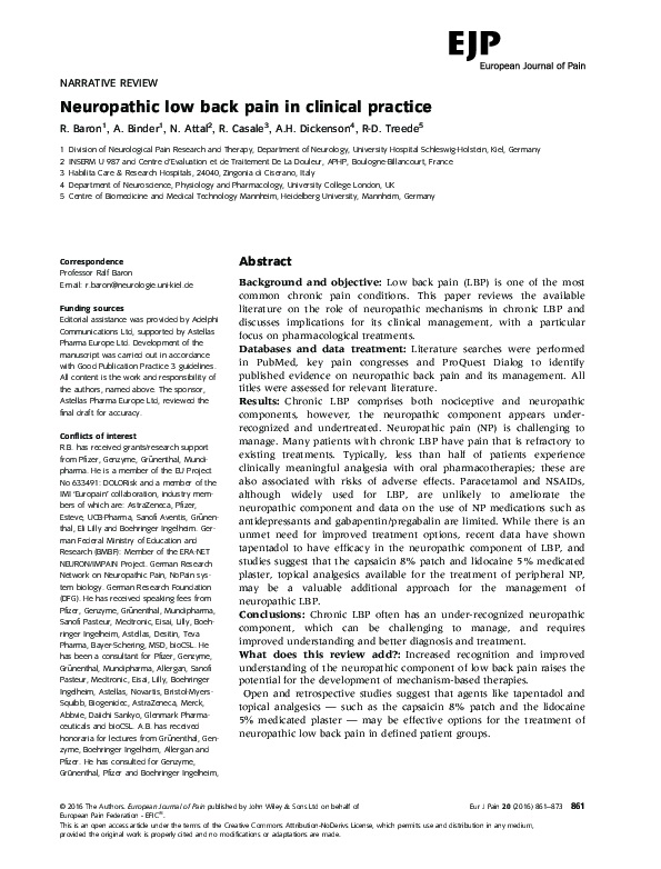 (PDF) Neuropathic low back pain in clinical practice