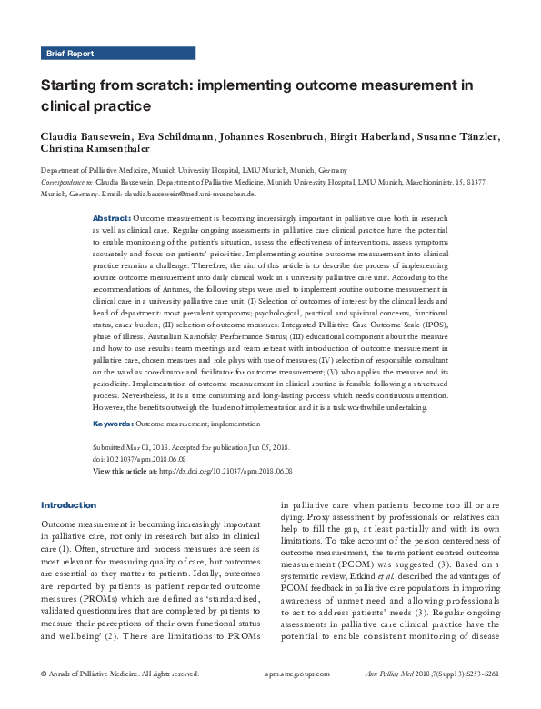 (PDF) Starting from scratch: implementing outcome measurement in ...