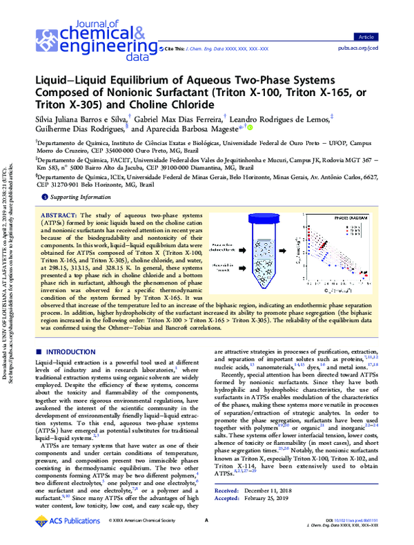 (PDF) Liquid–liquid equilibrium of aqueous two-phase systems composed ...