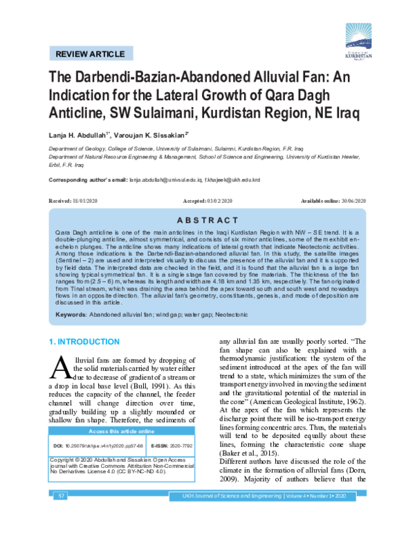 (PDF) The Darbendi Bazian Abandoned Alluvial Fan. An Indication for the ...