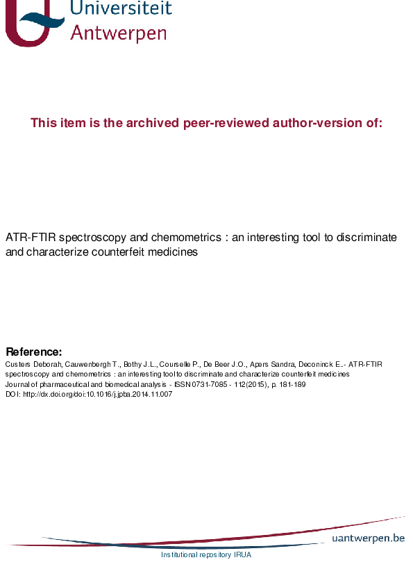 (PDF) ATR-FTIR spectroscopy and chemometrics: An interesting tool to discriminate and ...
