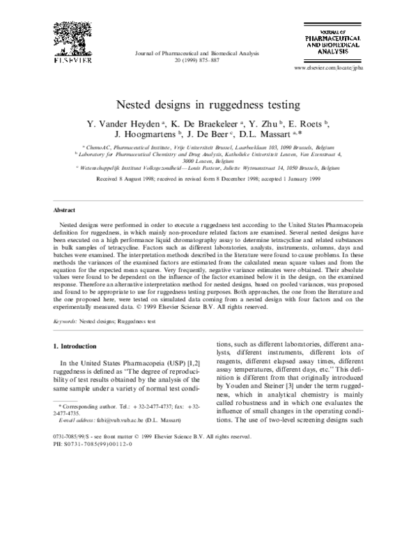 (PDF) Nested designs in ruggedness testing