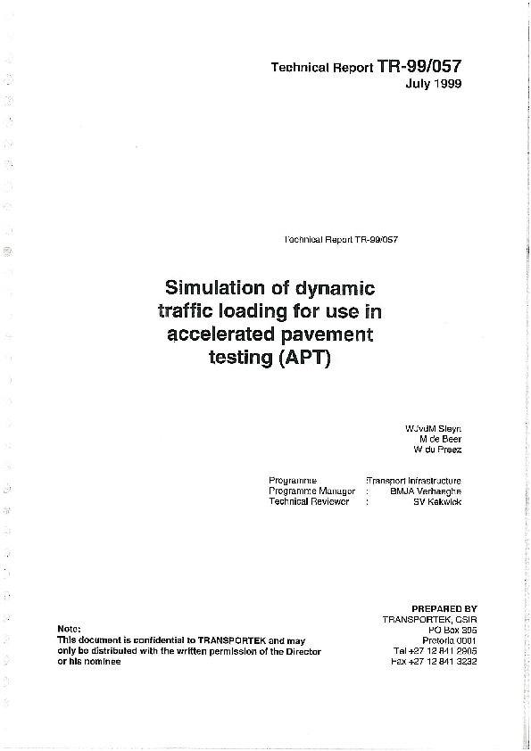 (PDF) Simulation of dynamic traffic loading for use in accelerated ...