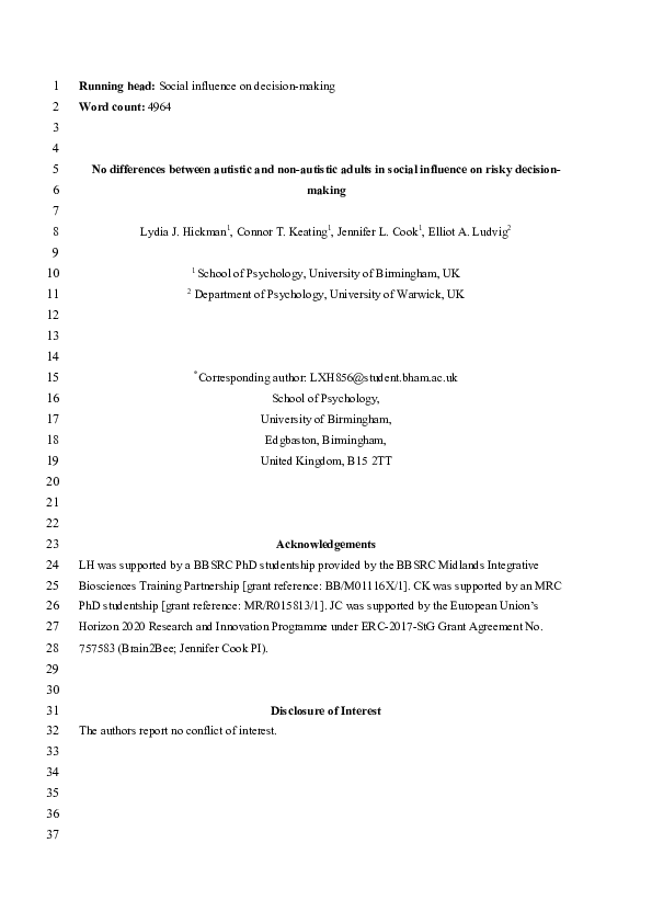 (PDF) No convincing evidence for differences between autistic and non ...