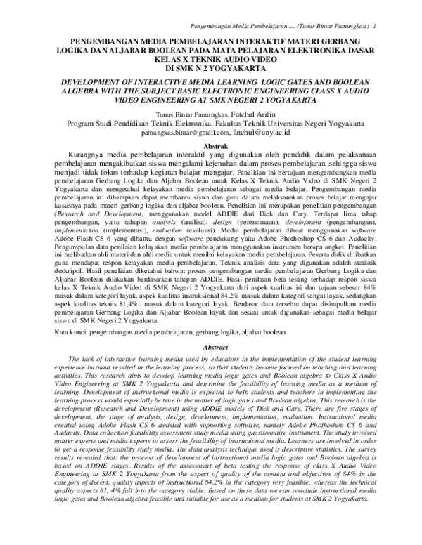(PDF) Pengembangan Media Pembelajaran Interaktif Materi Gerbang Logika Dan Aljabar Boolean Pada ...