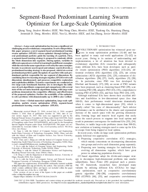 (PDF) Segment-Based Predominant Learning Swarm Optimizer for Large-Scale Optimization