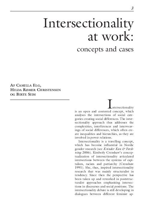 (PDF) Intersectionality at Work: Concepts and Cases