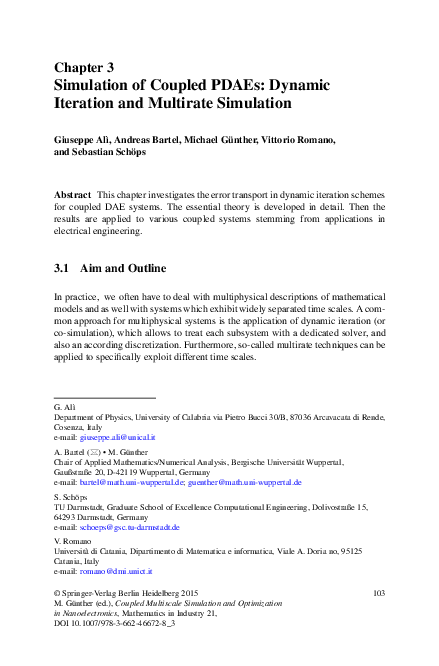 (PDF) Simulation of Coupled PDAEs: Dynamic Iteration and Multirate Simulation