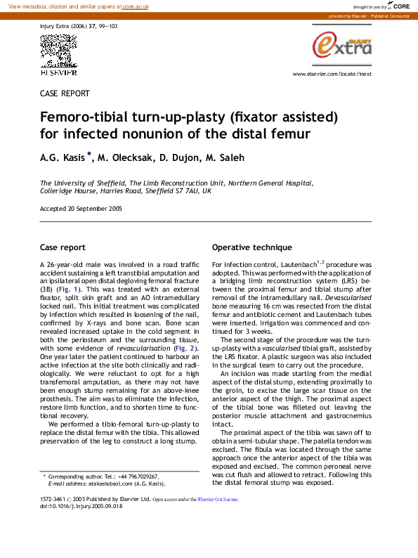 (PDF) Femoro-tibial turn-up-plasty (fixator assisted) for infected ...