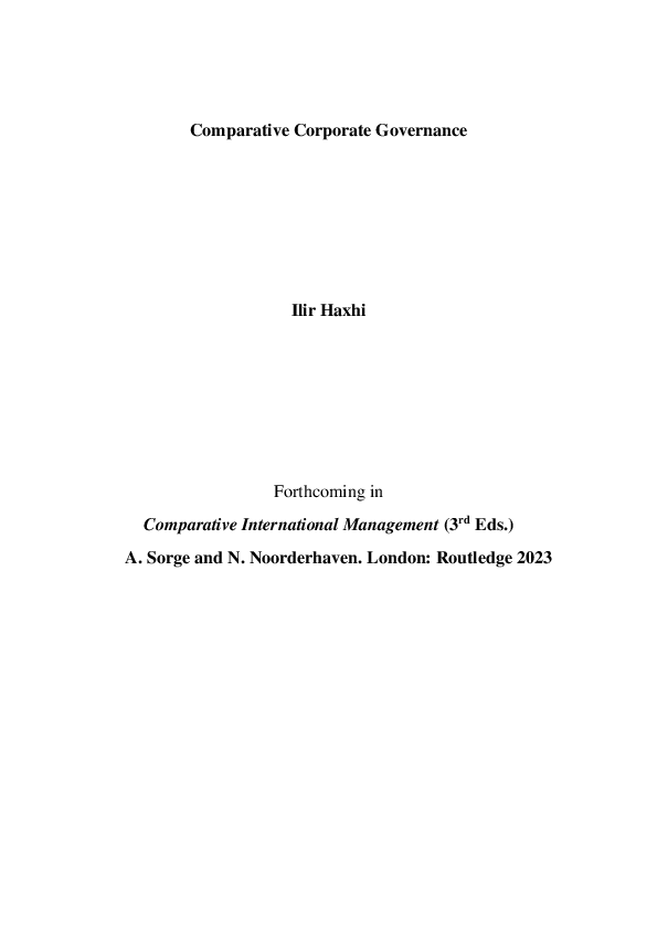 (PDF) Comparative corporate governance