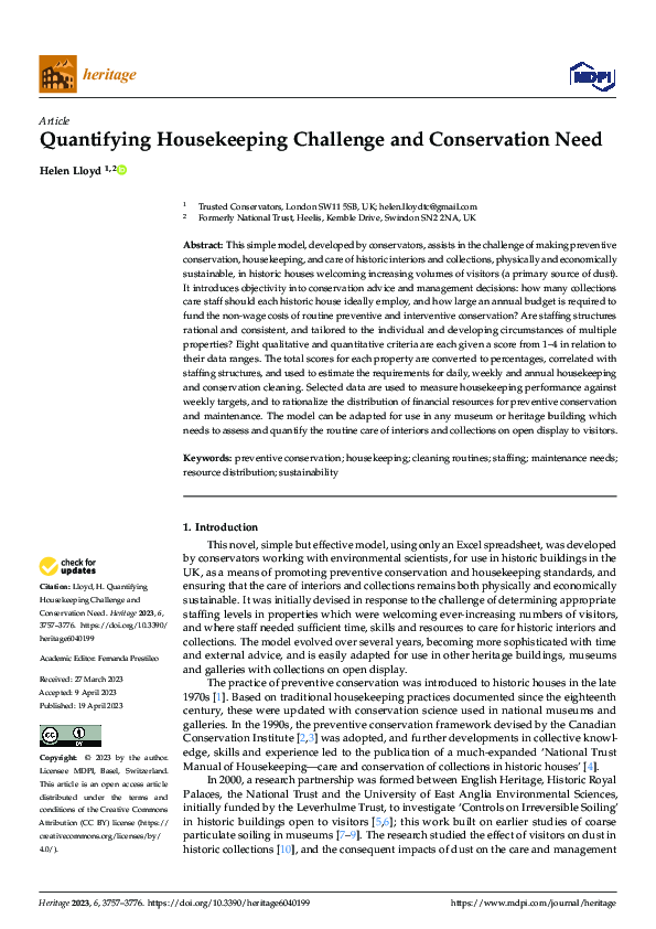 (PDF) Quantifying Housekeeping Challenge and Conservation Need