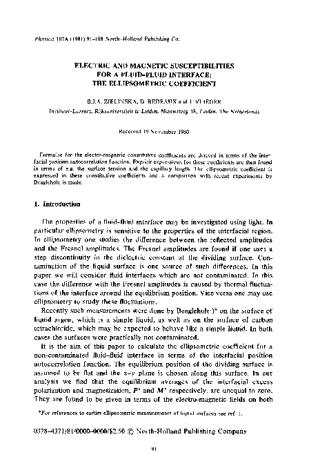 (PDF) Electric and magnetic susceptibilities for a fluid-fluid interface