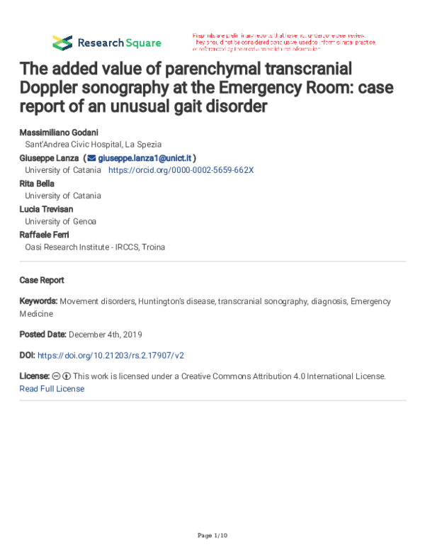 (PDF) The added value of parenchymal transcranial Doppler sonography at ...