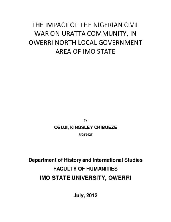 (PDF) THE IMPACT OF THE NIGERIAN CIVIL WAR ON URATTA COMMUNITY, IN OWERRI NORTH LOCAL GOVERNMENT ...