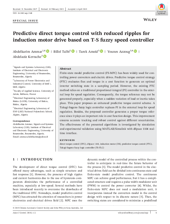 Pdf Predictive Direct Torque Control With Reduced Ripples For 7920