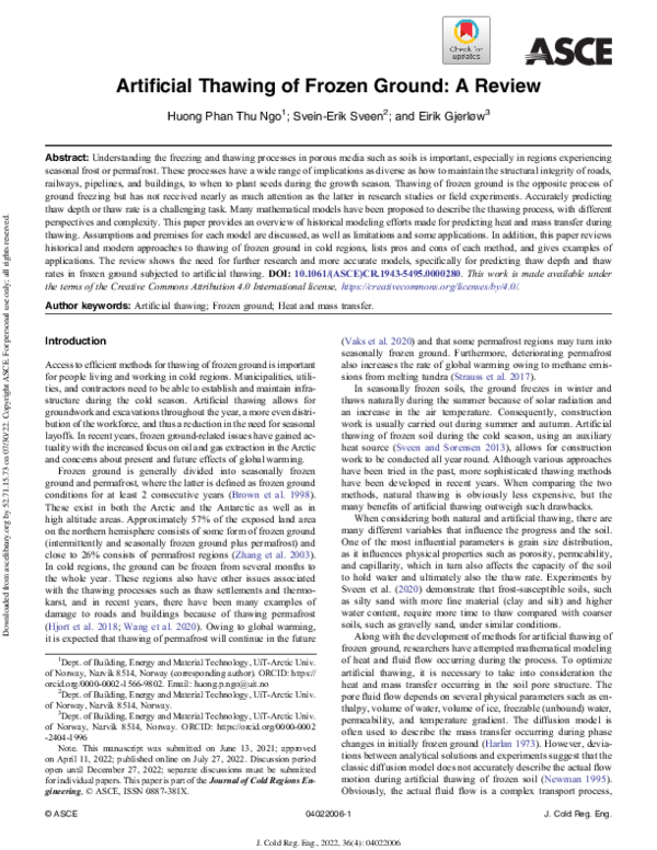 (PDF) Artificial Thawing of Frozen Ground: A Review