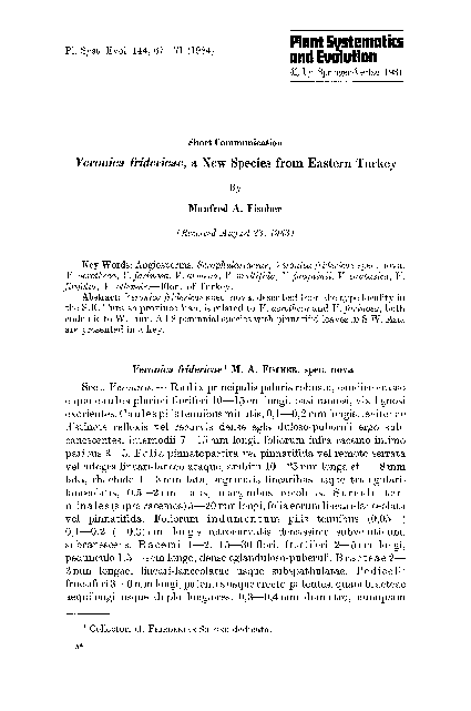 (PDF) Veronica fridericae, a new species from eastern Turkey