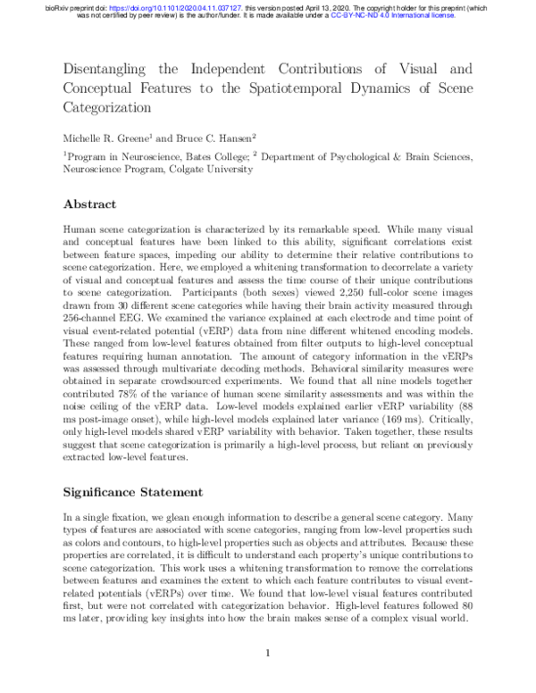 (PDF) Disentangling the Independent Contributions of Visual and ...