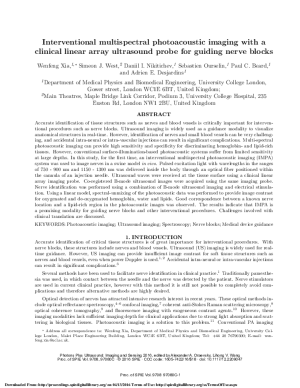 (PDF) Interventional multispectral photoacoustic imaging with a clinical linear array ultrasound ...
