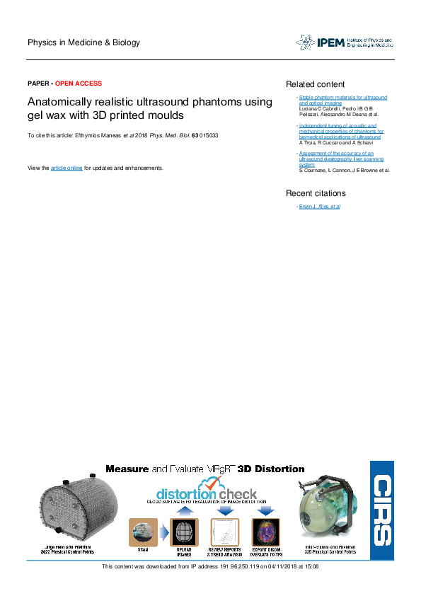 (PDF) Anatomically realistic ultrasound phantoms using gel wax with 3D printed moulds