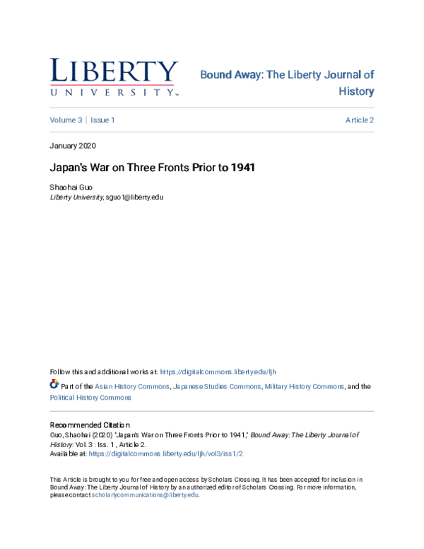 (PDF) Japan's War on Three Fronts Prior to 1941