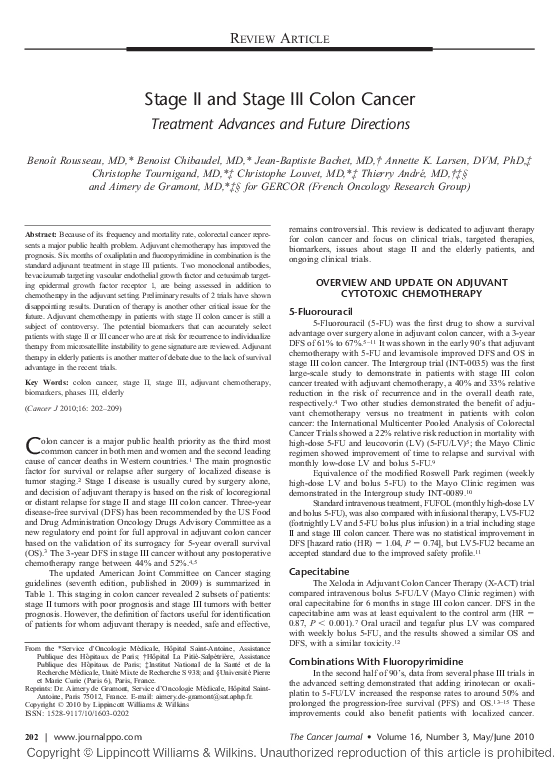 (PDF) Stage II and Stage III Colon Cancer | Thierry André - Academia.edu