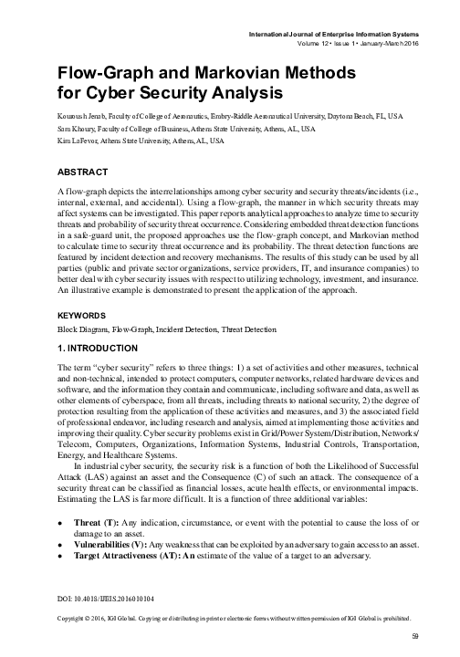 (PDF) Flow-Graph and Markovian Methods for Cyber Security Analysis