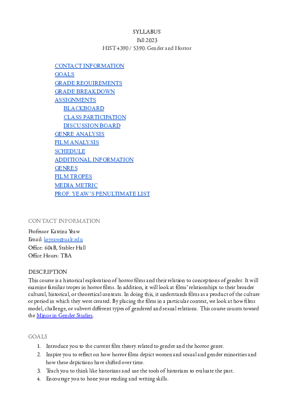 (PDF) HIST4390 Gender and Horror