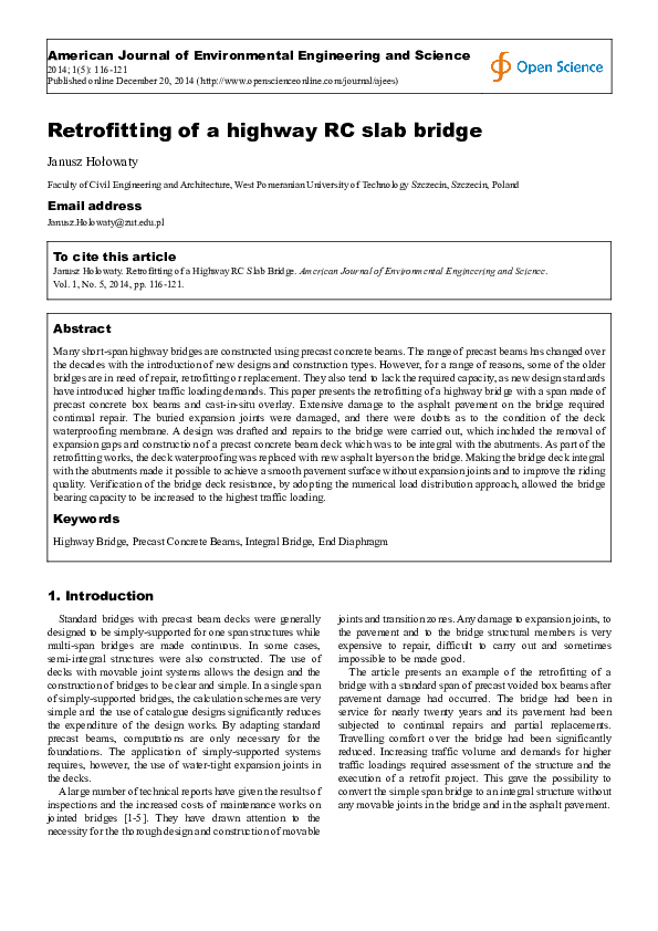 Pdf Retrofitting Of A Highway Rc Slab Bridge