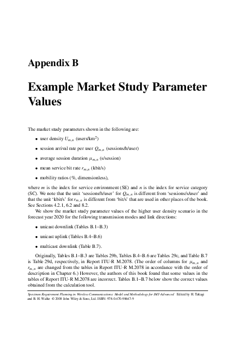 (PDF) Appendix B: Example Market Study Parameter Values