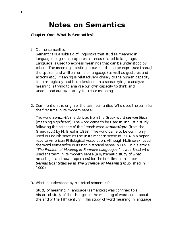 (DOC) Assignments on Semantics