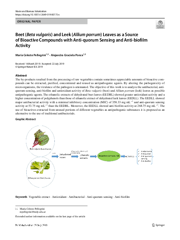 (PDF) Beet (Beta vulgaris) and Leek (Allium porrum) Leaves as a Source ...