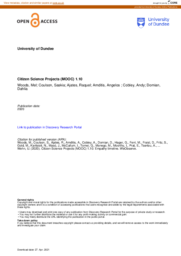 (PDF) Citizen Science Projects (MOOC) 1.10: Empathy timeline
