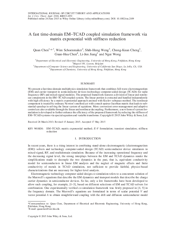 (PDF) A Fast Time-Domain EM-TCAD Coupled Simulation Framework via Matrix Exponential with ...