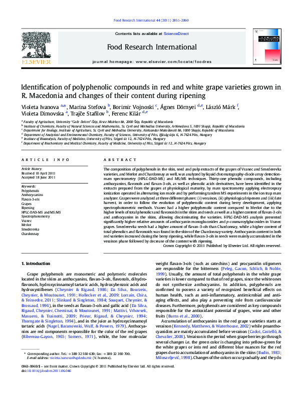 (PDF) Identification of polyphenolic compounds in red and white grape ...