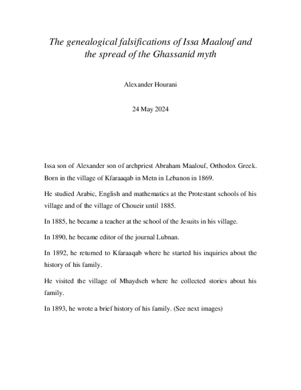 (PDF) The genealogical falsifications of Issa Maalouf and the spread of ...