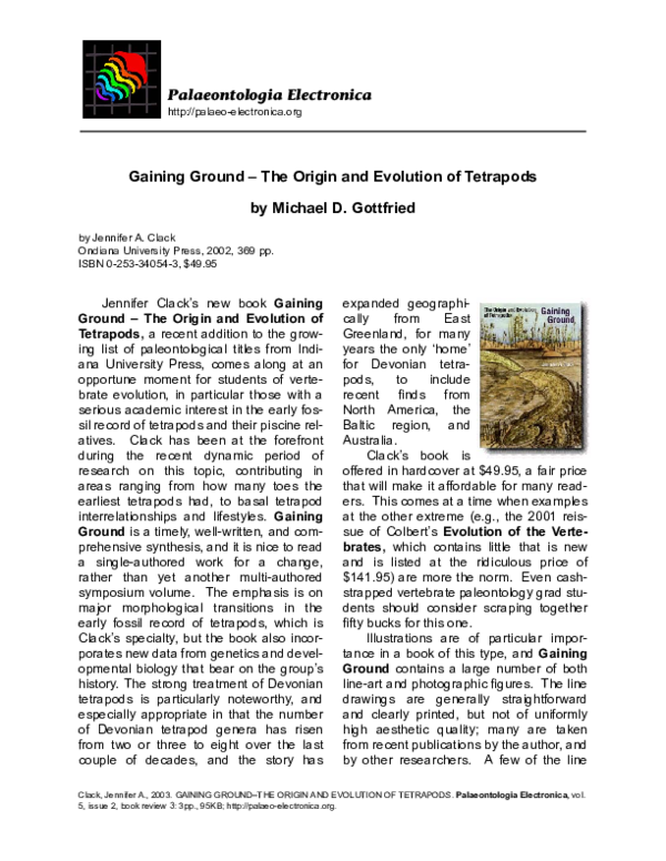 (PDF) Gaining Ground. The Origin and Evolution of Tetrapods