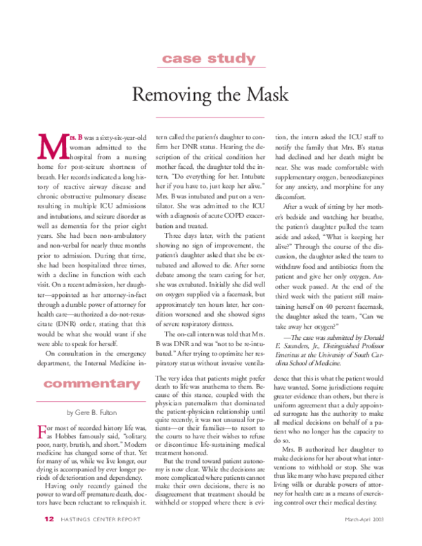 (PDF) Case Study: Removing the Mask